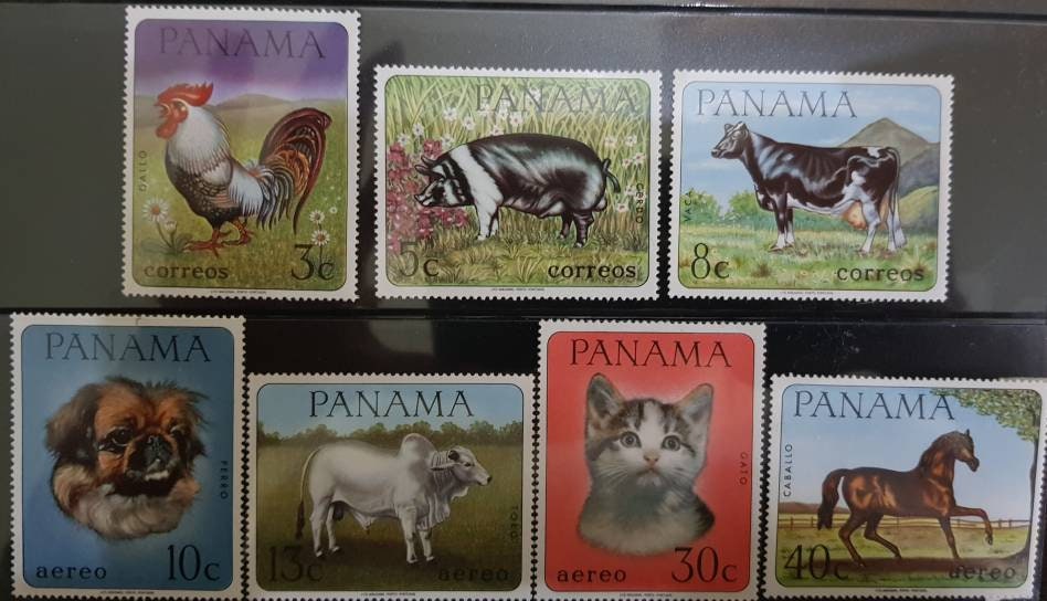 Stamps 1967 Panama. Full Set 7v, MNH. Domestic Farm Animals and Pets ...