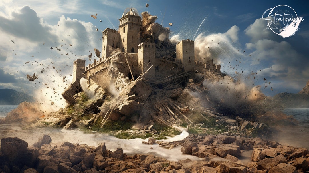 Mediterranean Castle Collapse Hyper-realistic Digital Art - Etsy
