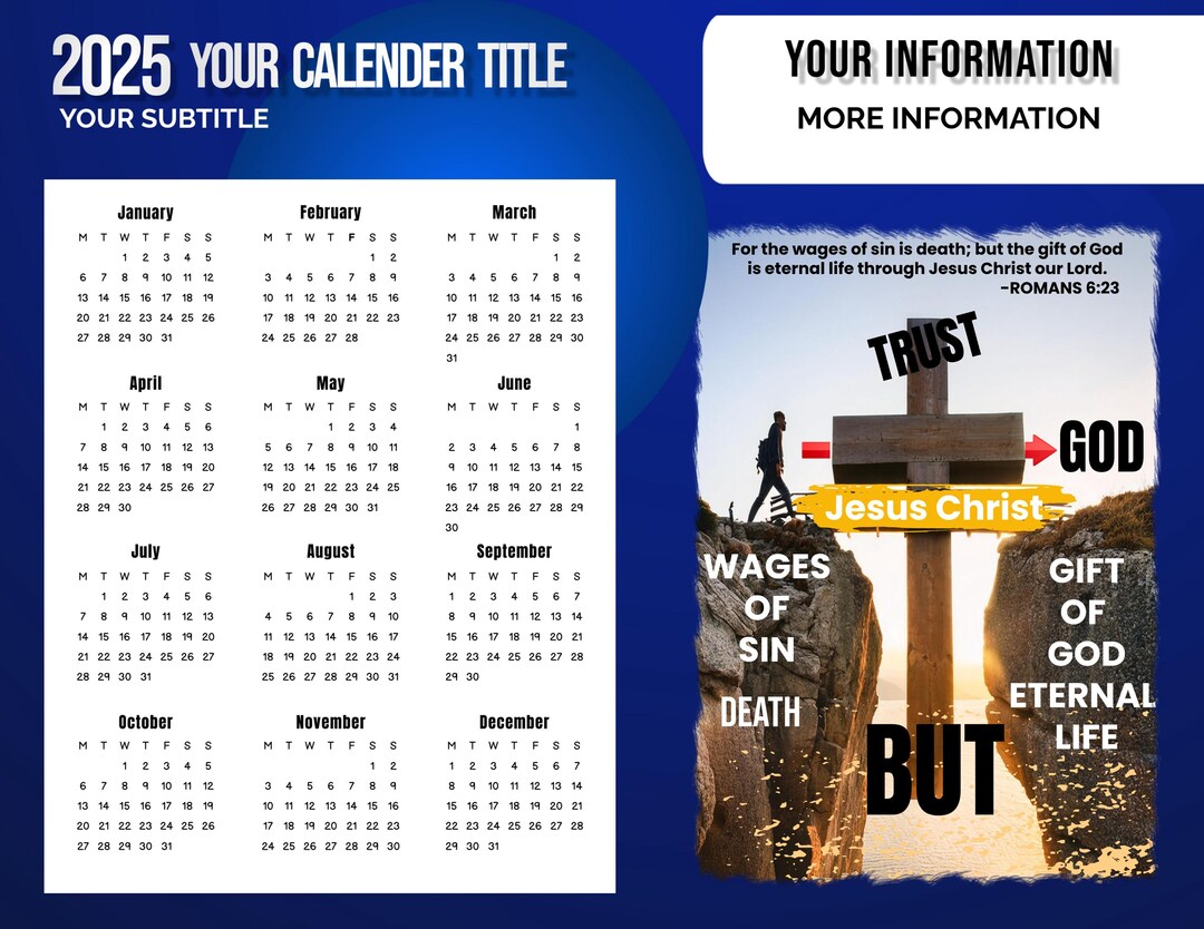 50 Semi-gloss Custom 12-month One-page Calendar | Personalized Yearly ...