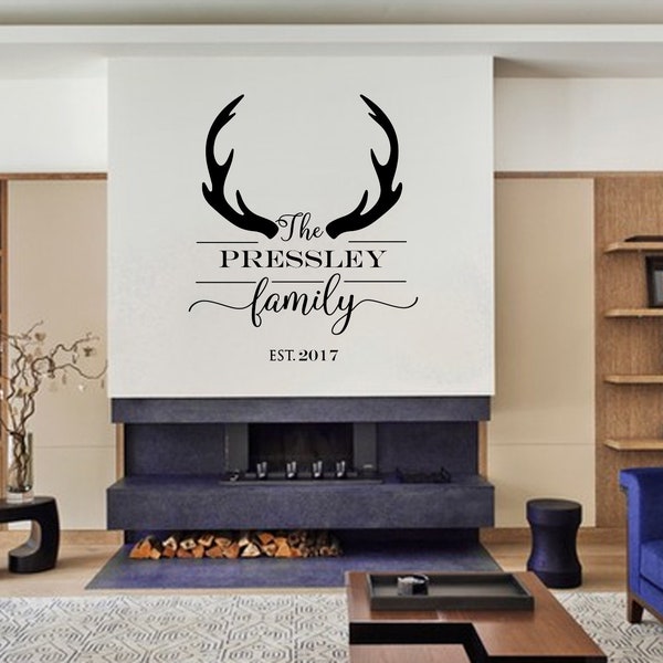 Monogram Antler Wall Decal - Etsy