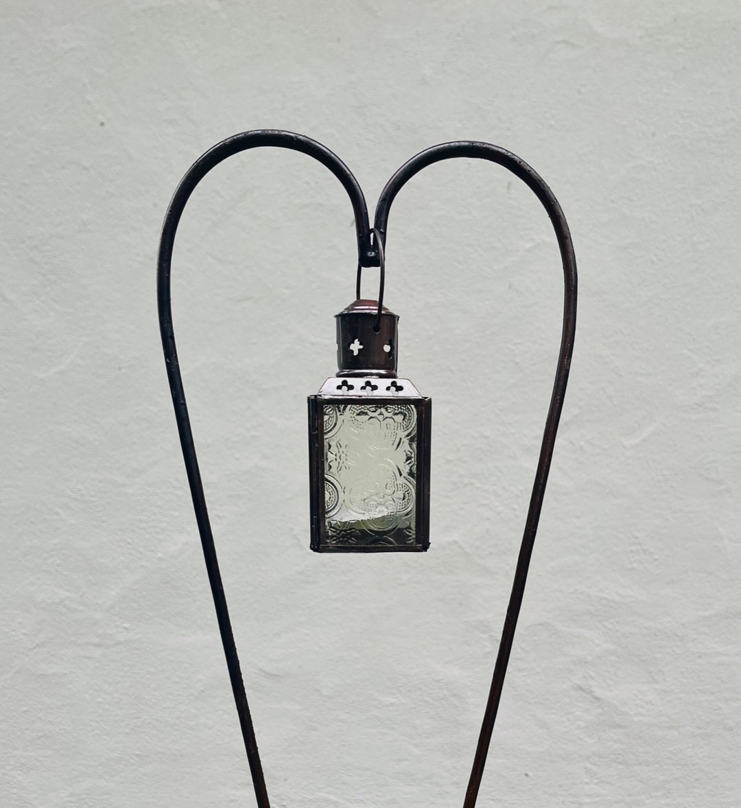 Heart Lantern Holder in Waxed Steel With Glass Lantern, Wedding Décor ...