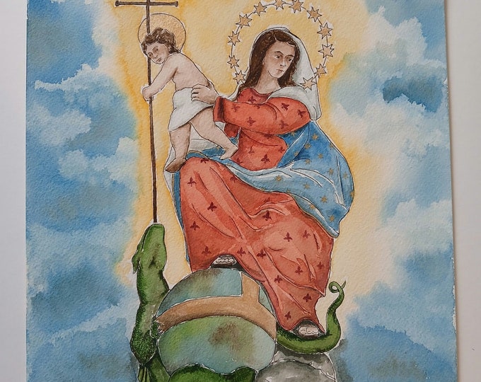 Original Watercolor Painting "queen of Heaven and Earth" - Etsy