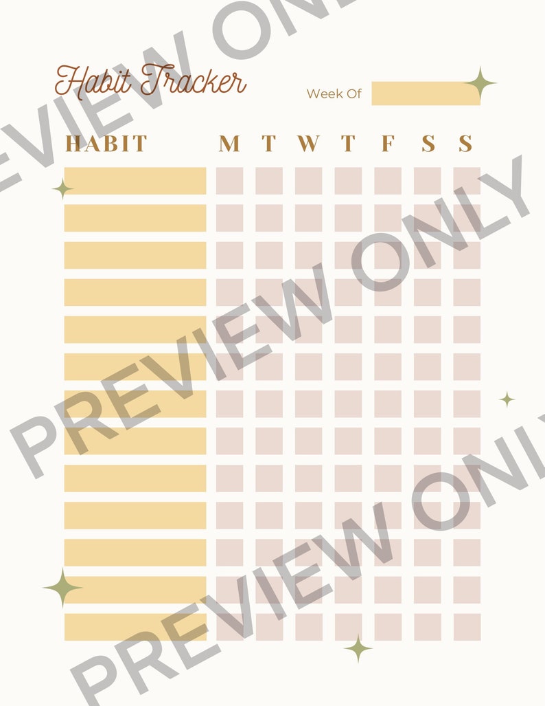 2024 Reflection Habit Tracker Monthly Planner Printable Digital ...