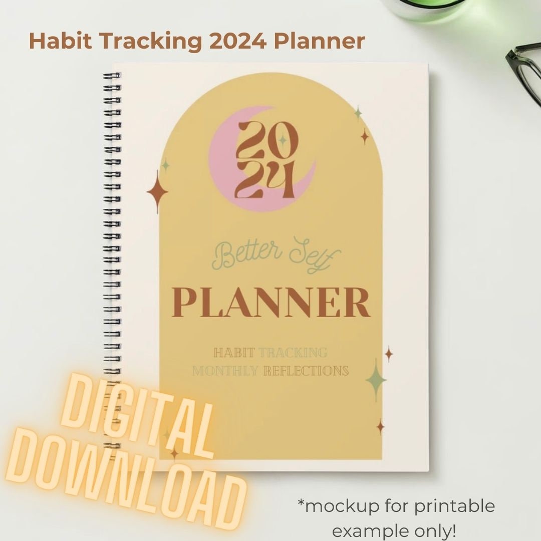 2024 Reflection Habit Tracker Monthly Planner Printable Digital ...