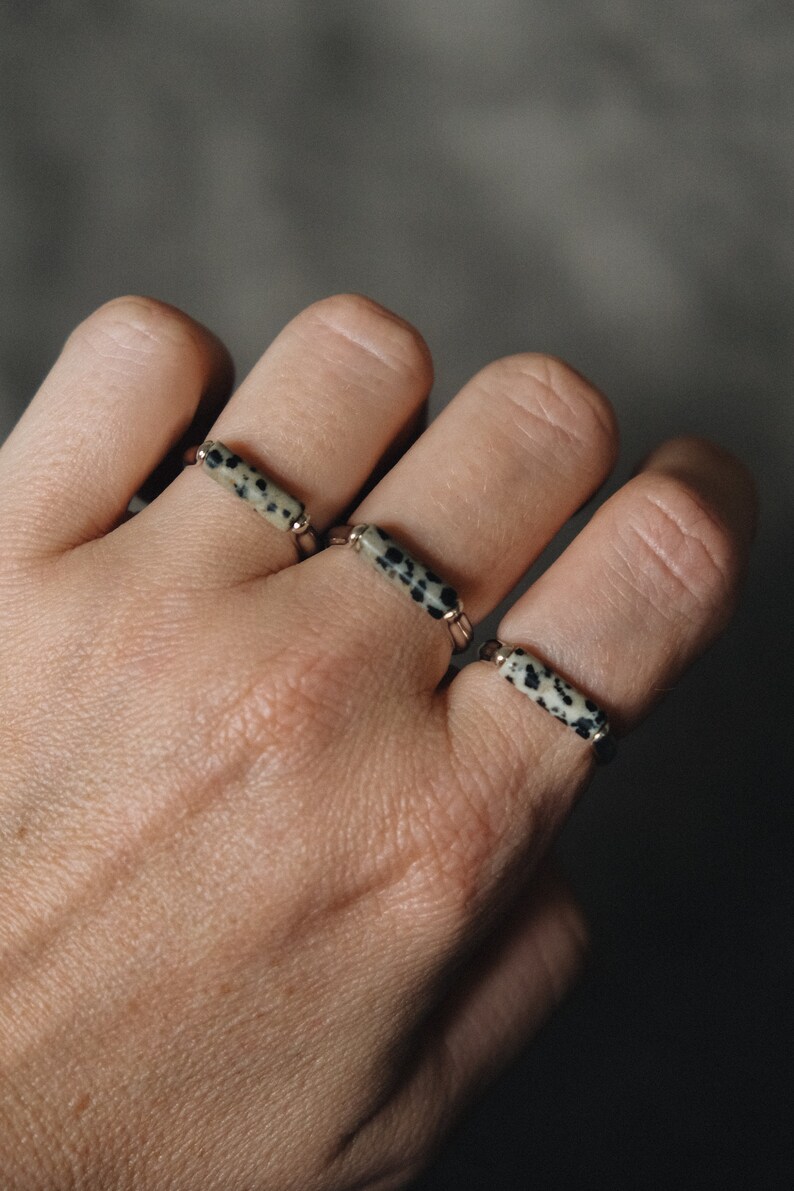 Dalmatian Jasper Fidget Ring: Sterling Silver Spinner, Kinetic Jewelry ...