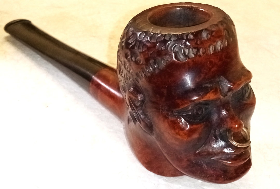 Vintage 1940's MARXMAN UBANGI Man Figural Carved Briar Estate Pipe ...