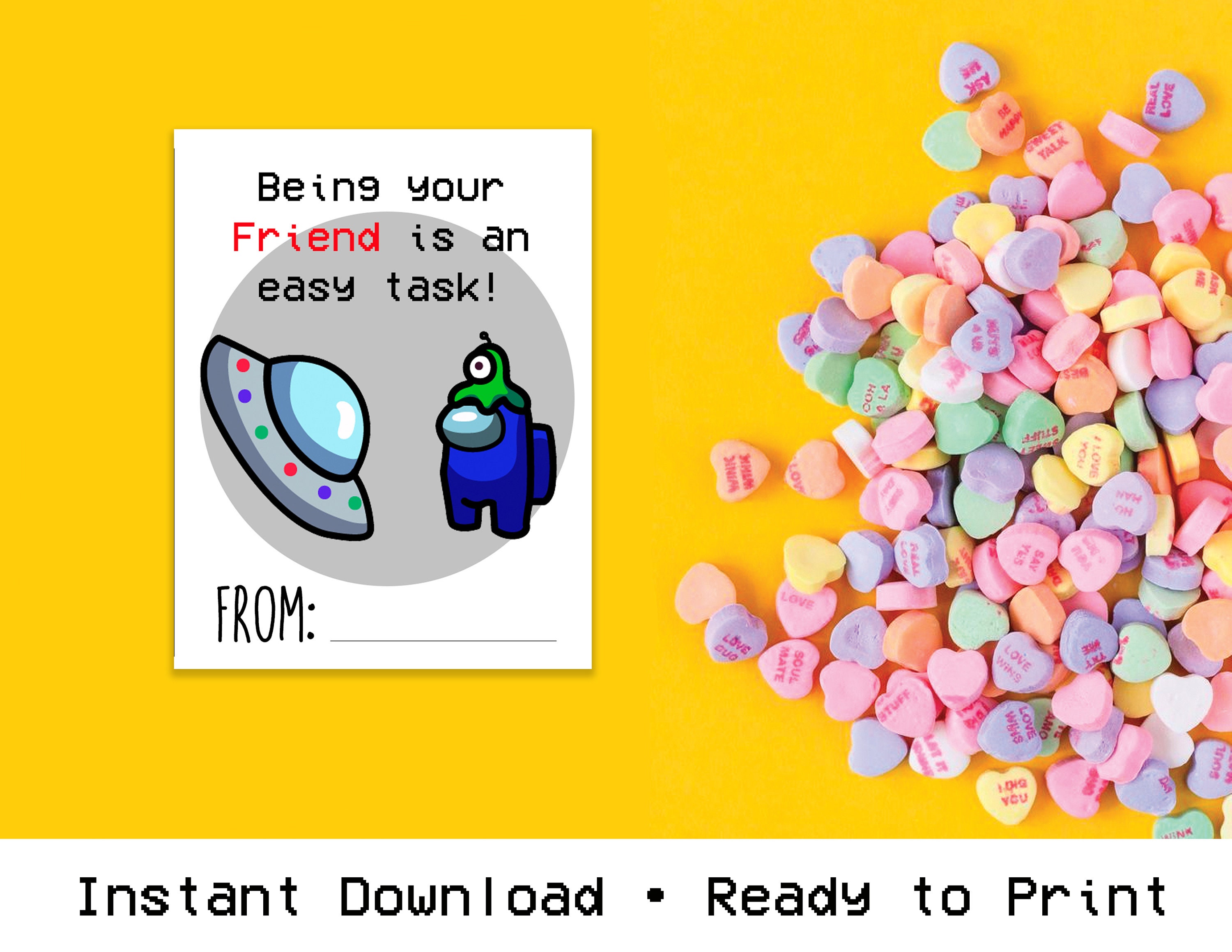 Among Us Valentines Day Classroom Printable Cards - Etsy