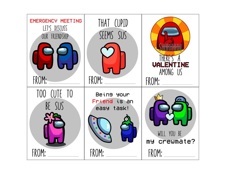 Among Us Valentines Day Classroom Printable Cards - Etsy