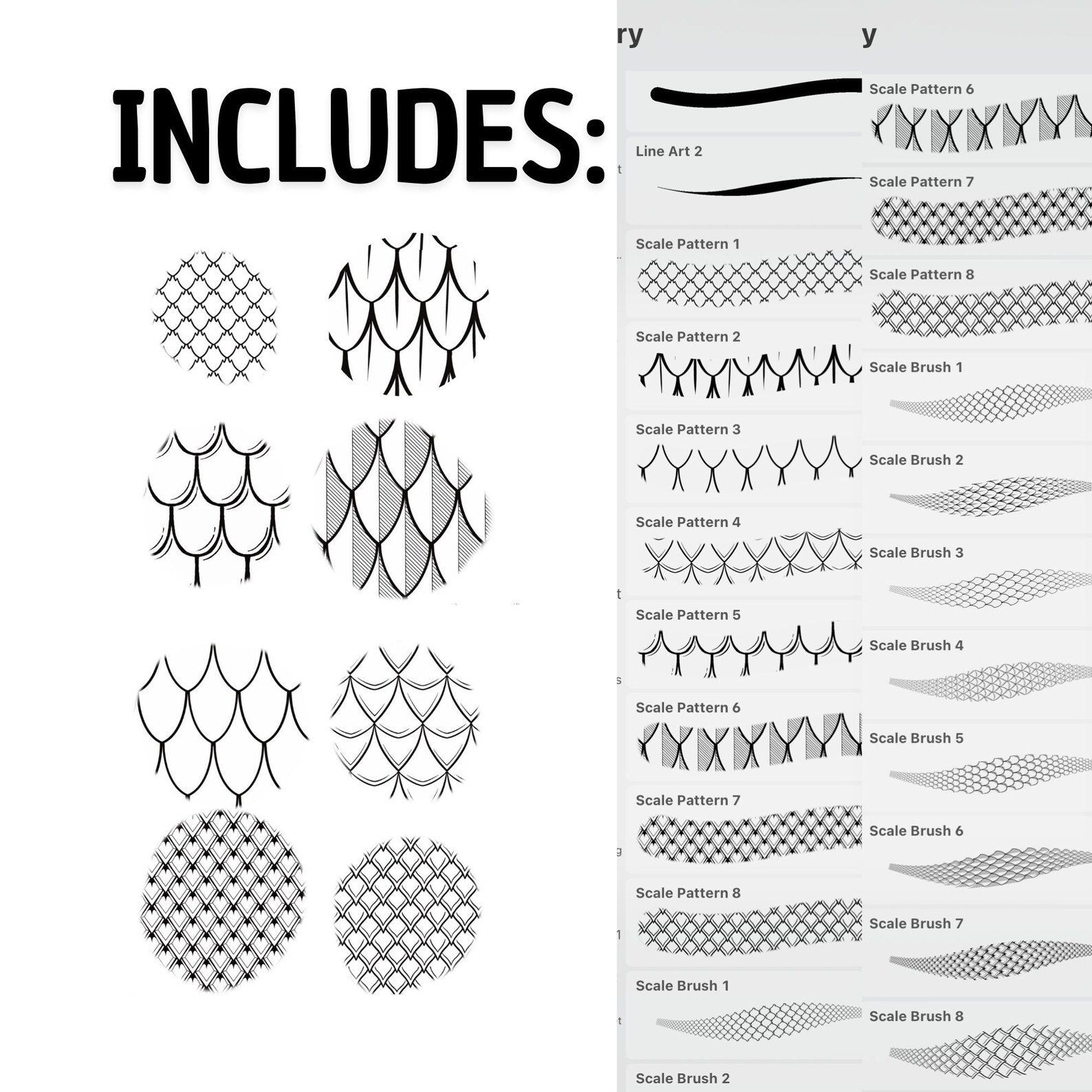 Scales Set 18 Brushes - 8 Scale Brushes and 8 Scale Patterns - 2 Pen ...