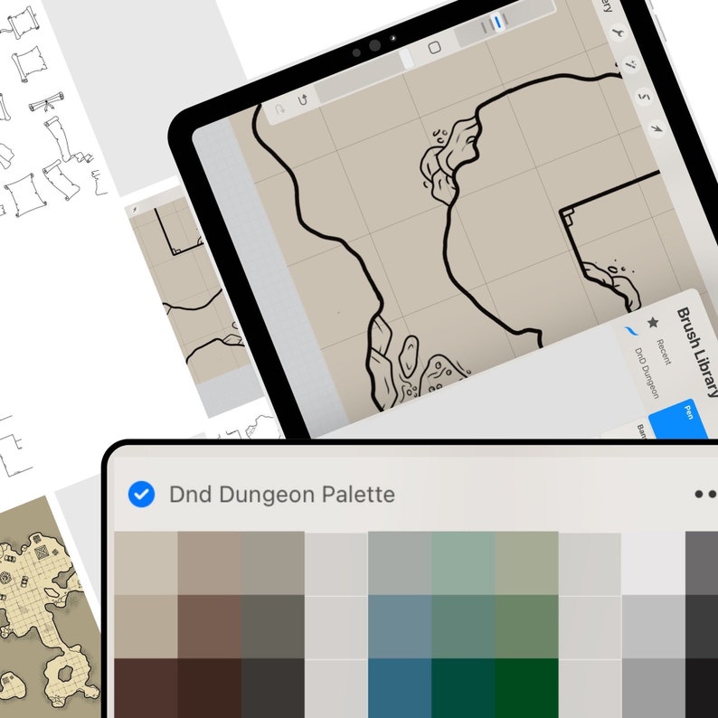 Hand-drawn Dnd Dungeon Brush Set Stamps 200 + Brushes - Top View Brush ...