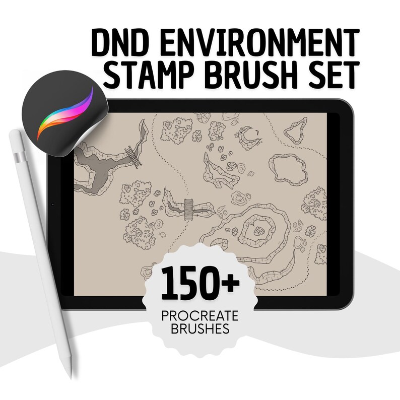 Hand-drawn Dnd Environment Brush Set Stamps 150 + Brushes for Procreate ...