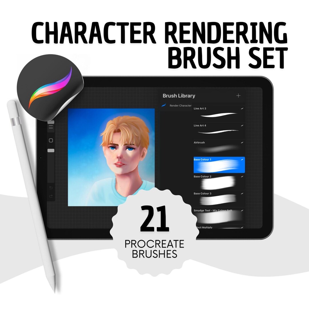 Rendering Brush Set Procreate - 21 Brushes - Sketch, Line Art, Base ...