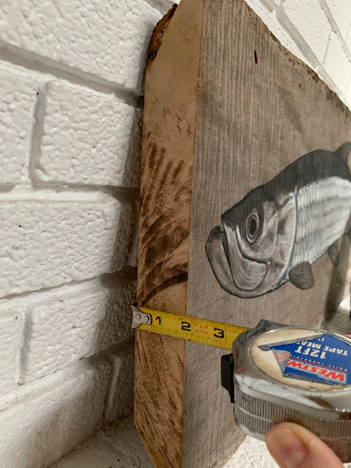 Charcoal and Pencil Fish Art on Reclaimed Raw Edge Wood - Etsy