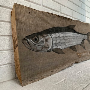 Charcoal and Pencil Fish Art on Reclaimed Raw Edge Wood - Etsy