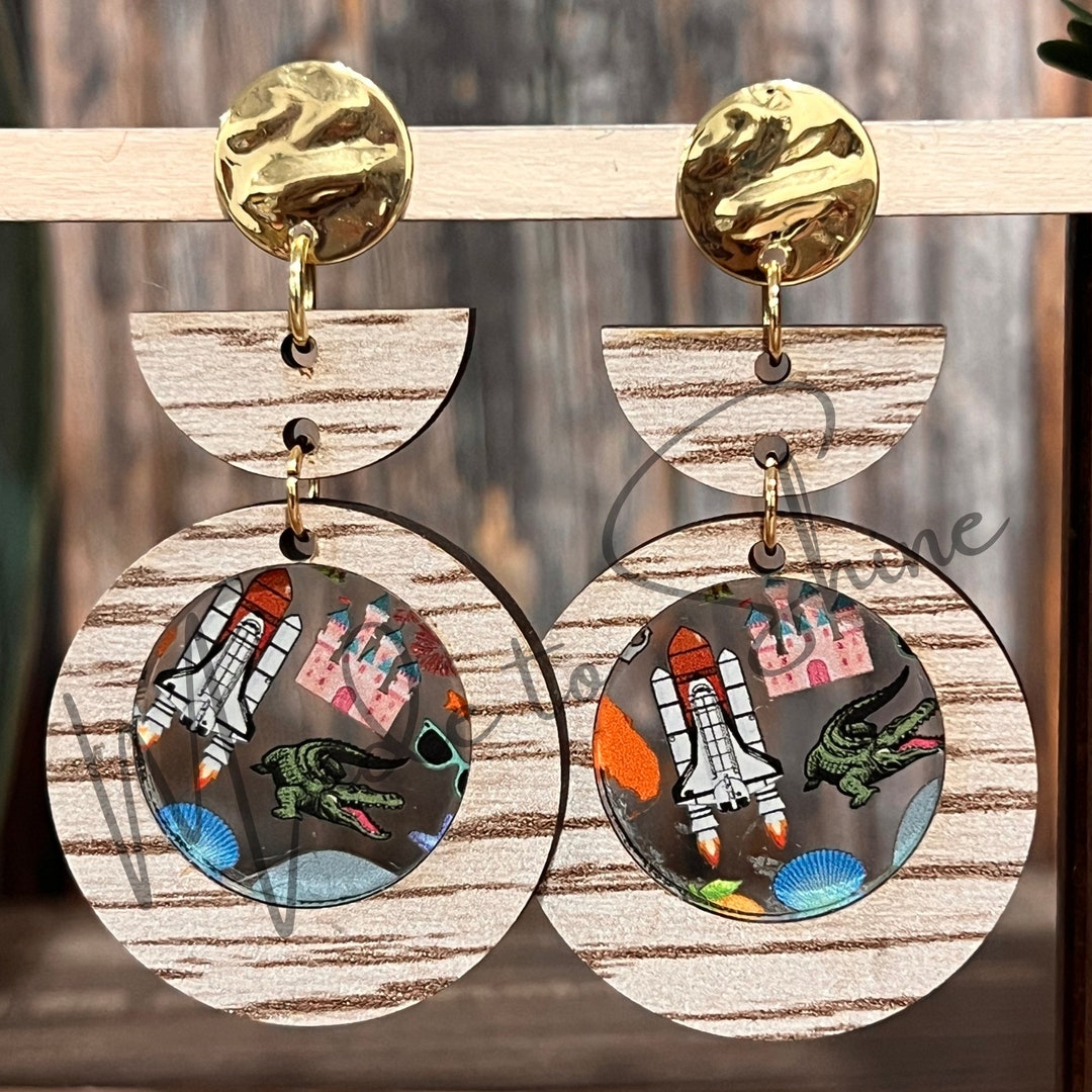 Half Moon Circle Inlay Earring SVG - Etsy