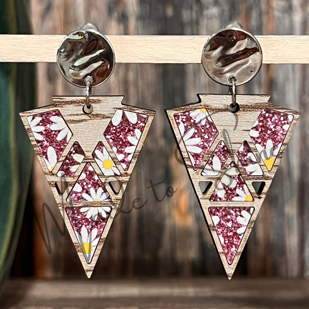Inverted Triangle Multi-section Inlay Earring SVG - Etsy