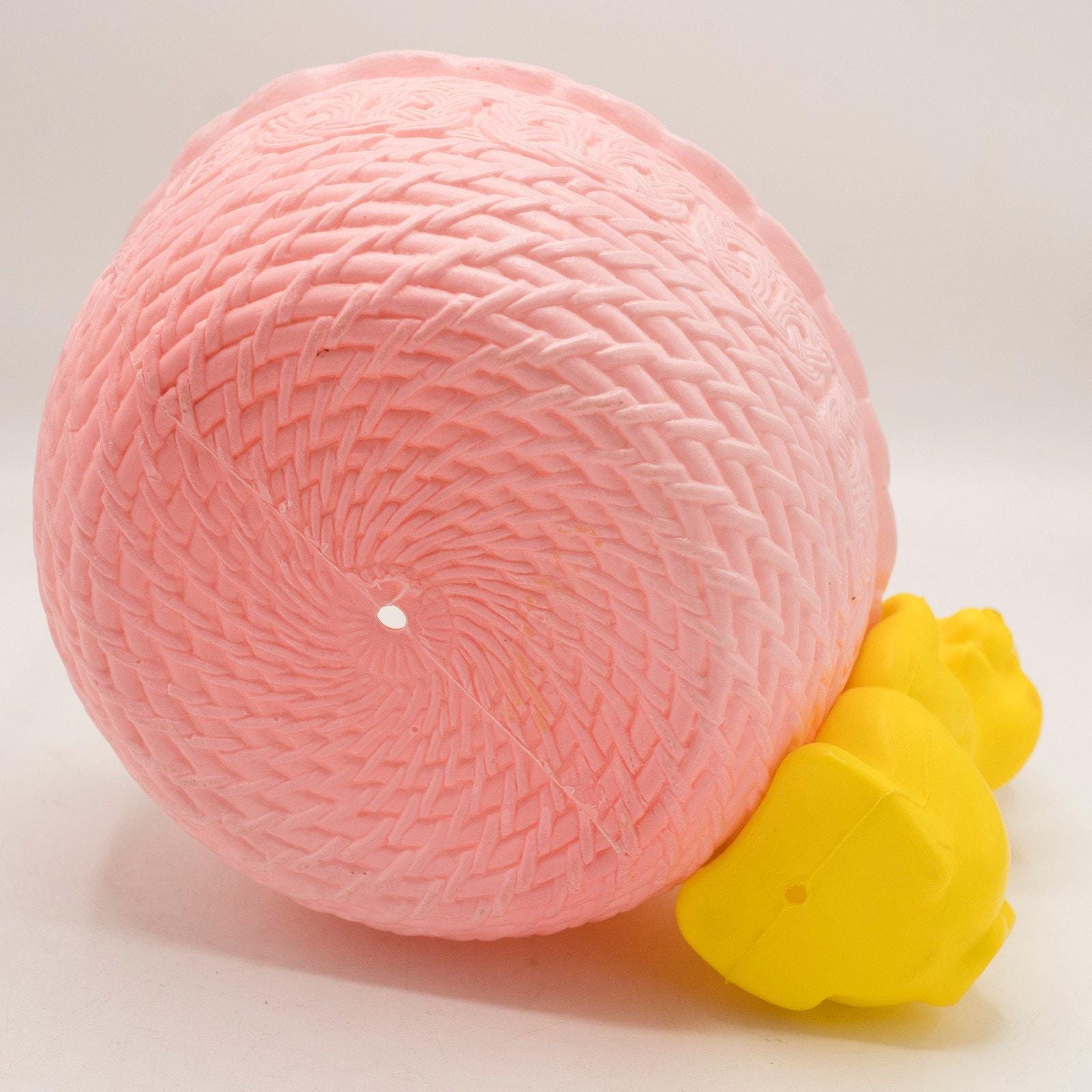 Vintage 1960s Plastic Yellow Easter Basket With Pink Bunny 13" Blow ...