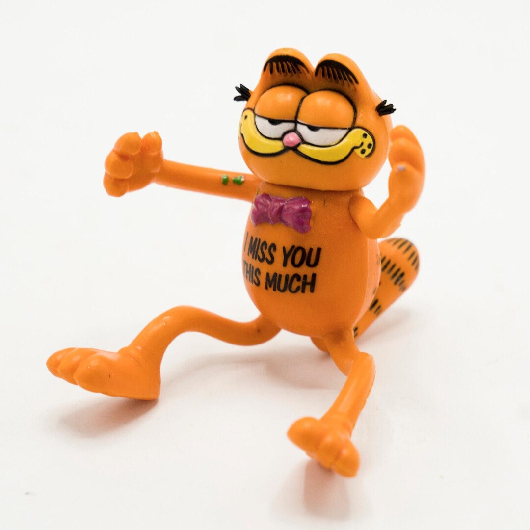 Vintage 1981 Garfield 5" Bendy Flexible Figure I Miss You This Much ...