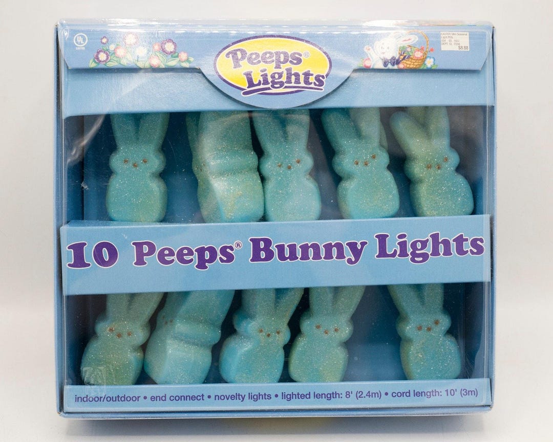 Vintage Peeps Bunny String Lights Blue Turquoise Glitter Set of 10 New ...