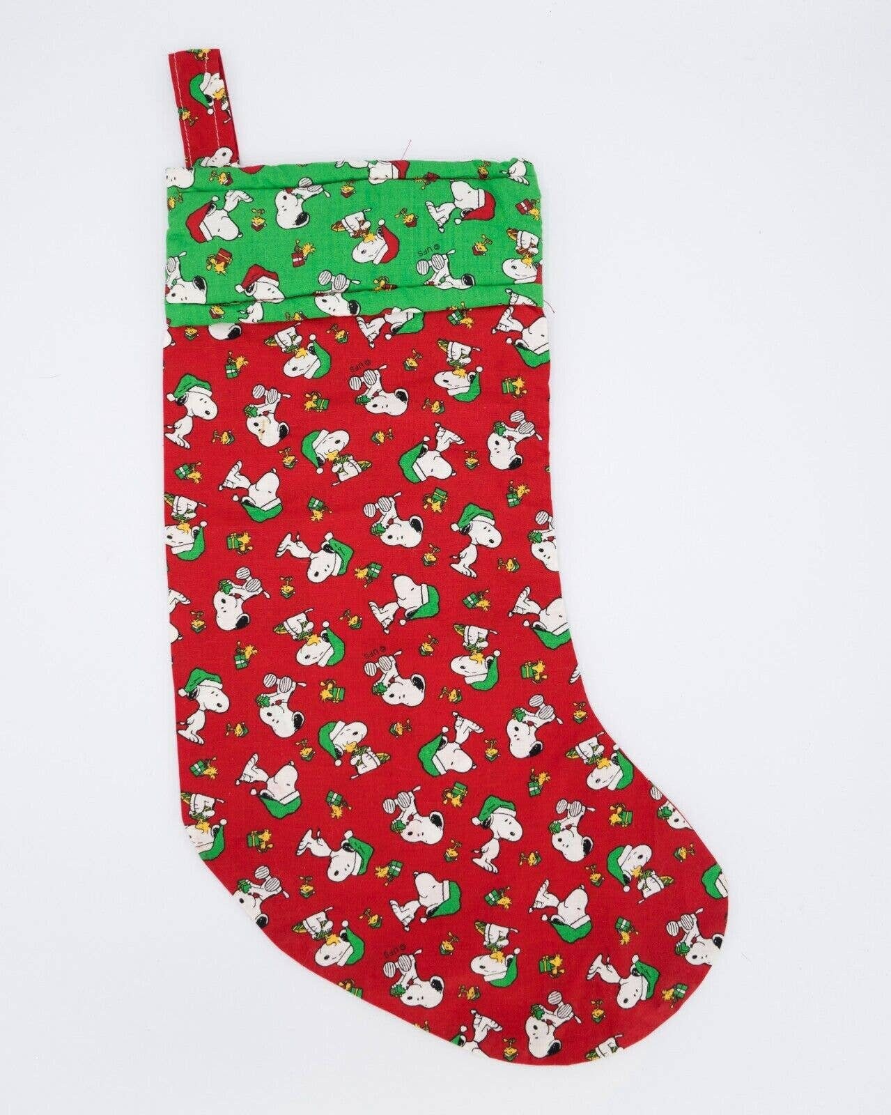 Vintage 19" Snoopy Woodstock Christmas Stocking Handmade Cotton Peanuts ...
