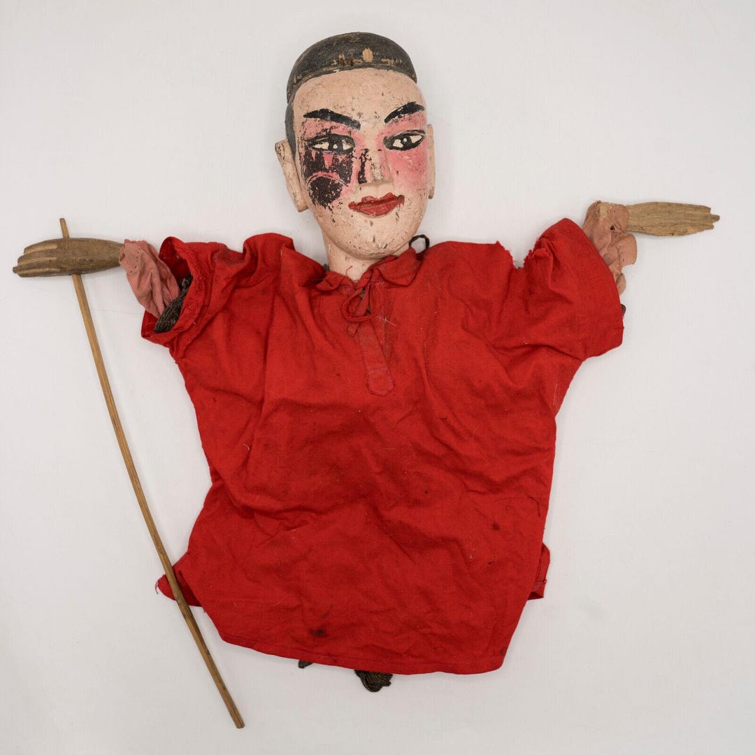 Vintage Old Wood Marionette Asian Stick Puppet Oriental Hand Made ...