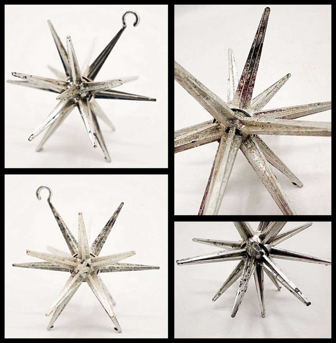 Lot of 6 Vintage Silver Bradford Atomic Sputnik Star Christmas ...