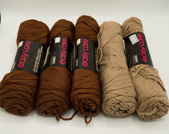 Lot of 5 Vtg Montgomery Ward Yarn Brown Tan Dupont Orlon Acrylic ...