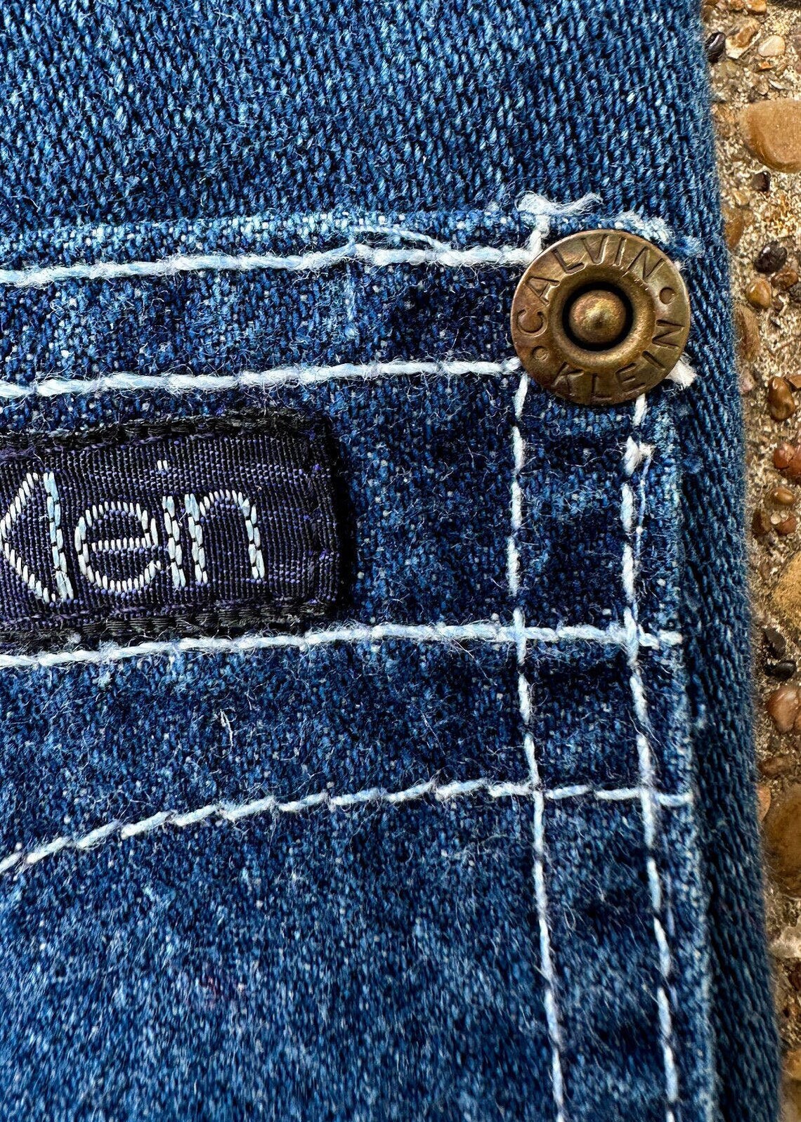 Vintage 15" Calvin Klein Handmade Upcycled Denim Jeans Medium Christmas ...