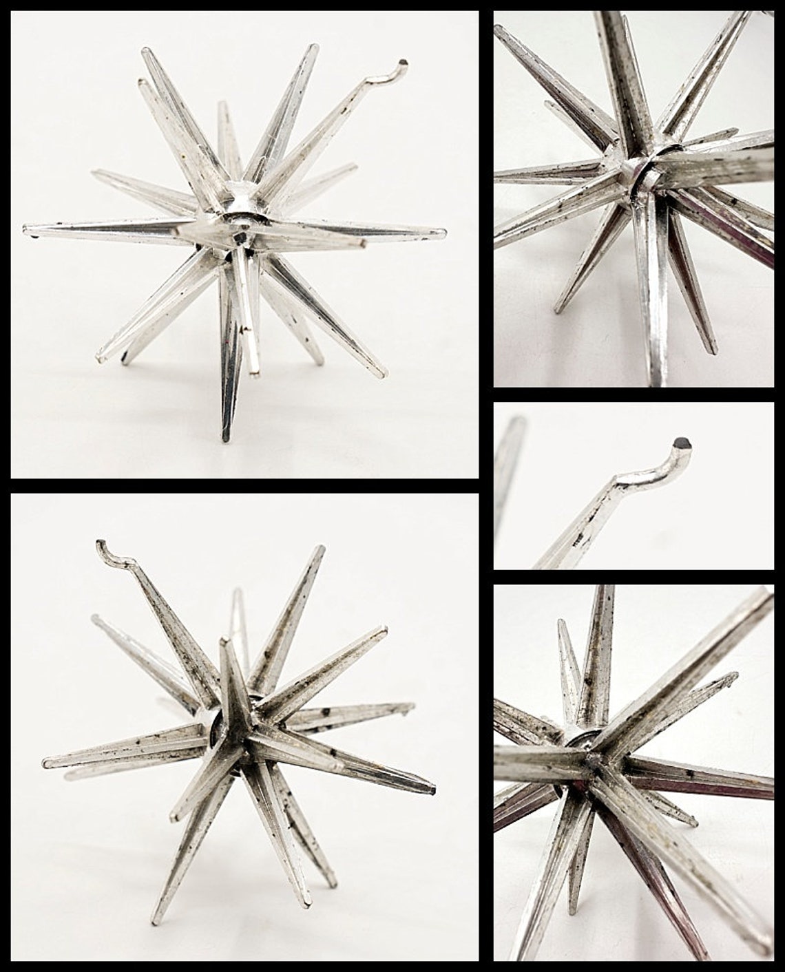Lot of 6 Vintage Silver Bradford Atomic Sputnik Star Christmas ...