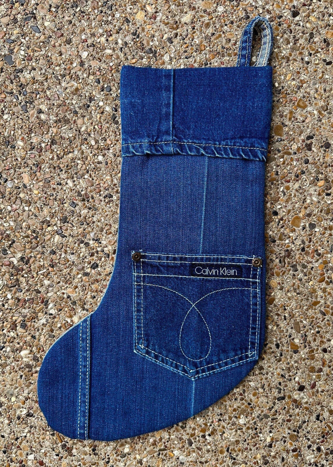 Vintage 15" Calvin Klein Handmade Upcycled Denim Jeans Medium Christmas ...