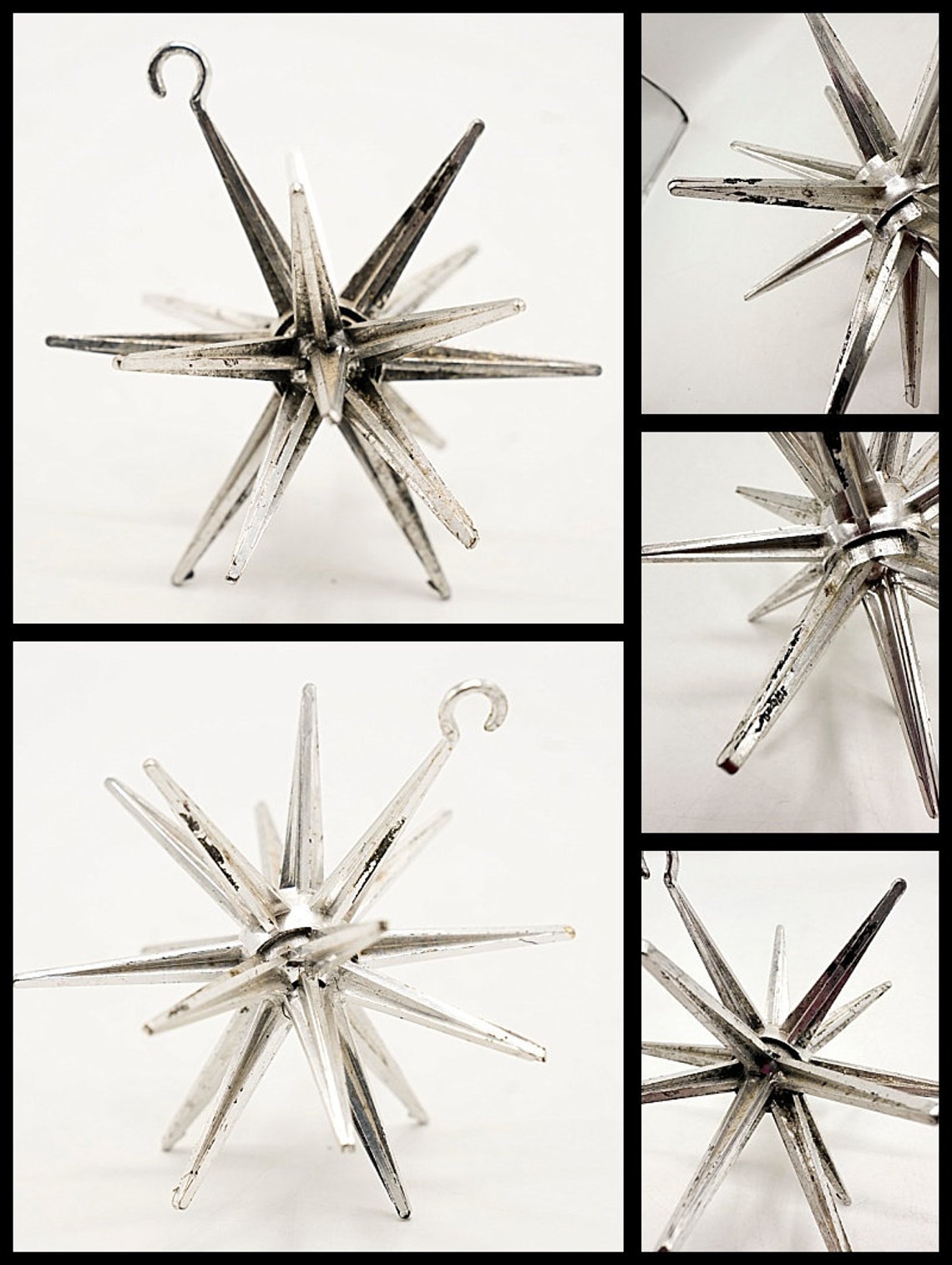 Lot of 6 Vintage Silver Bradford Atomic Sputnik Star Christmas ...