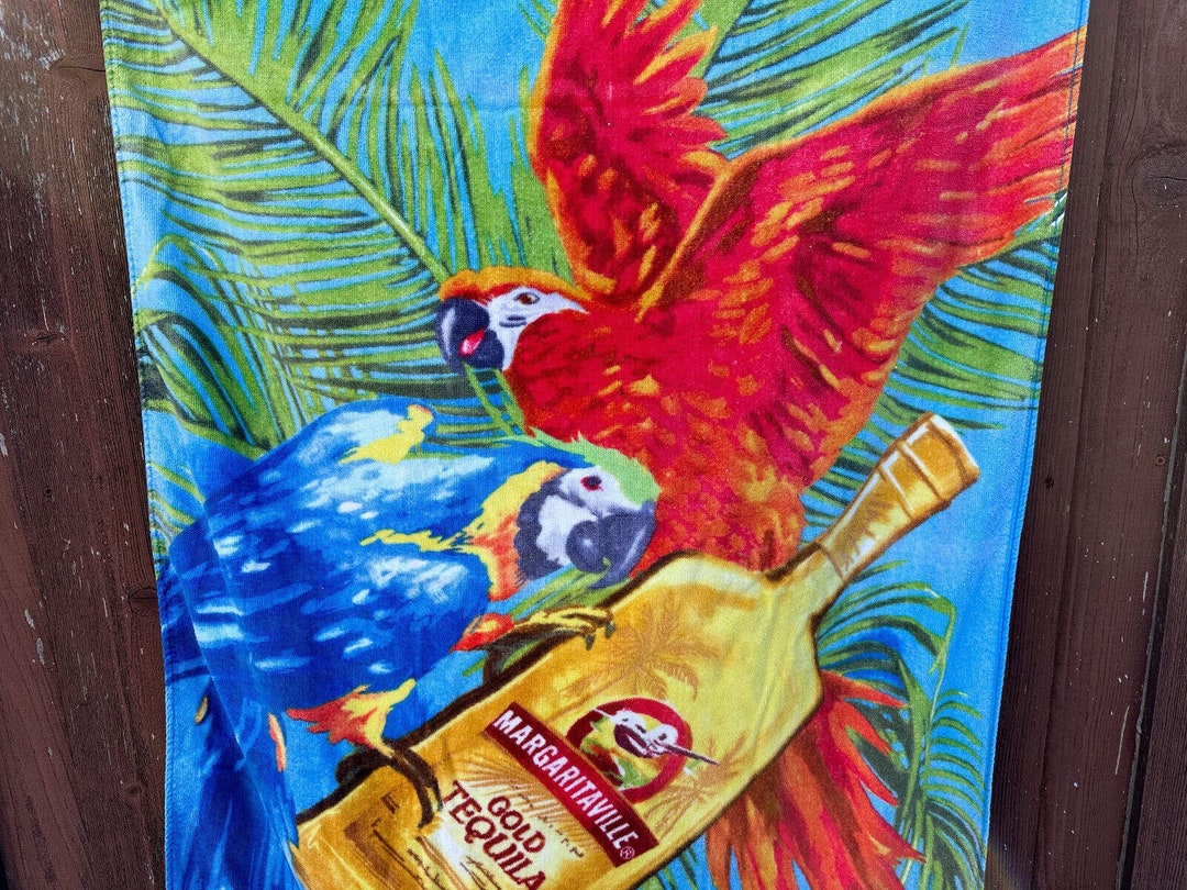 Vintage Margaritaville Party in Paradise Tequila Parrots Beach Towel ...
