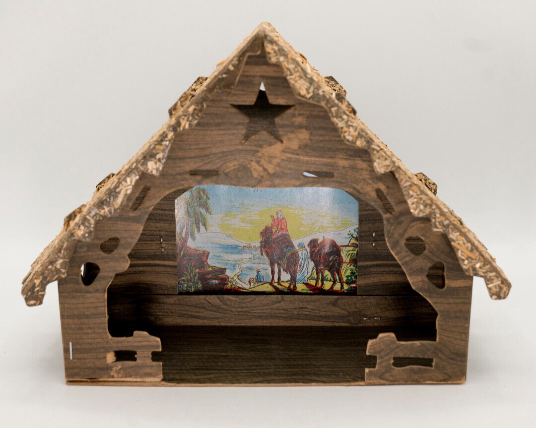 Vintage 1950s Nativity Cardboard Creche Manger ONLY With Lithograph ...