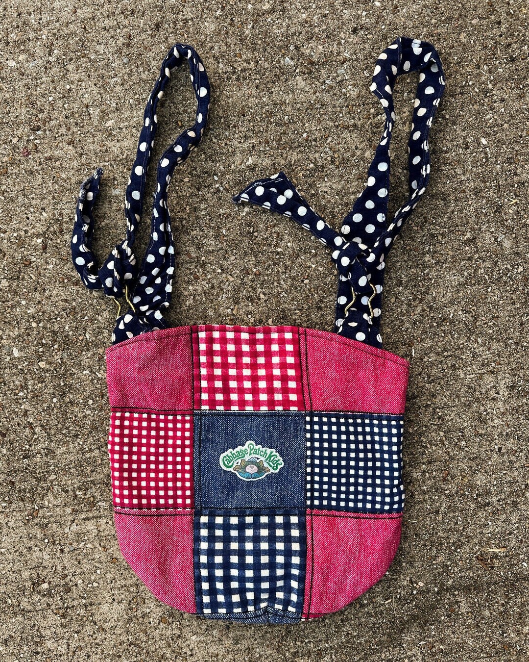 Vintage 1980s Cabbage Patch Kids Backpack Doll Carrier Red Blue Denim ...