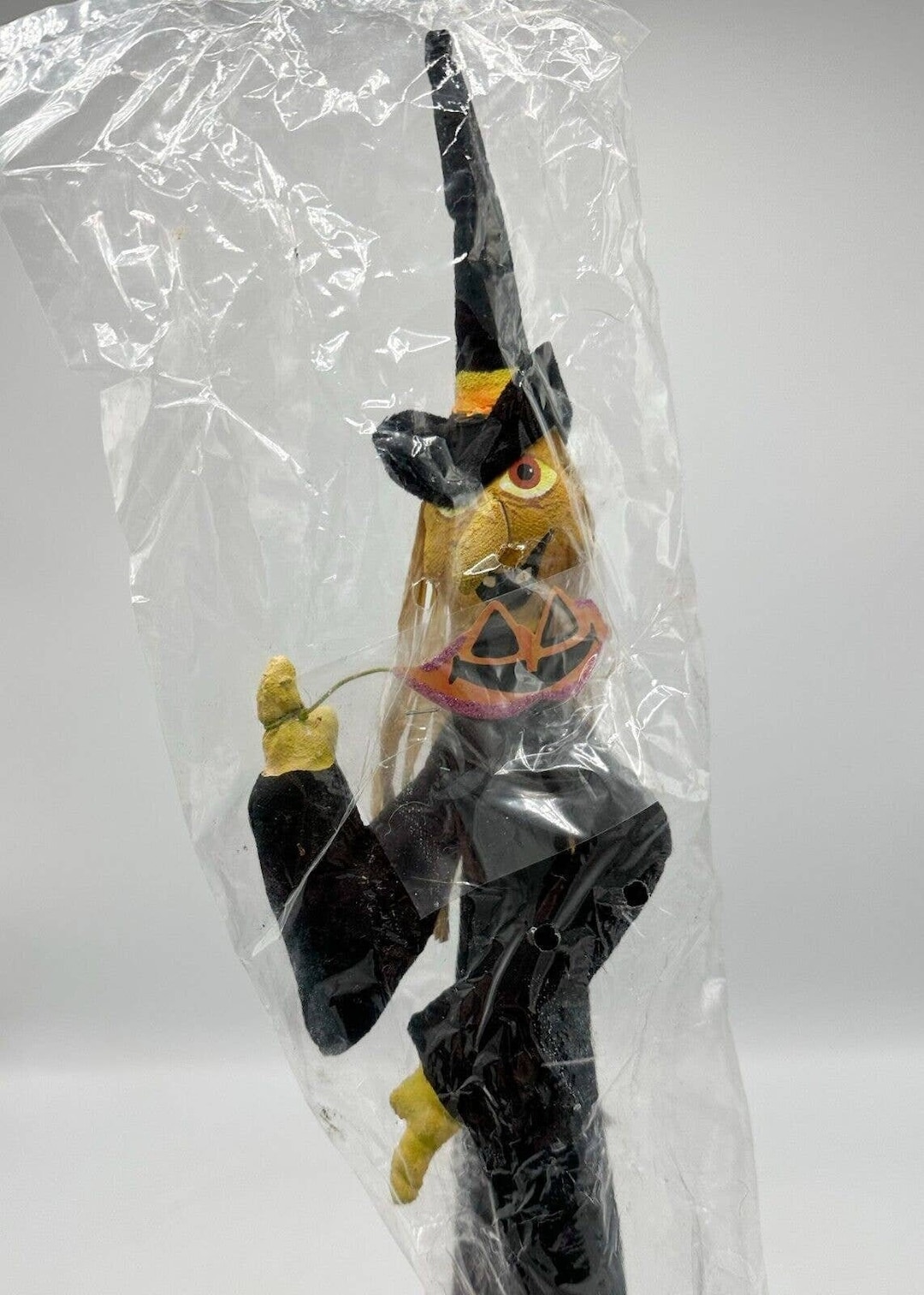 Vtg 21" Tall Witch W Mask Skinny Thin Fabric Paper Mache Figure ...