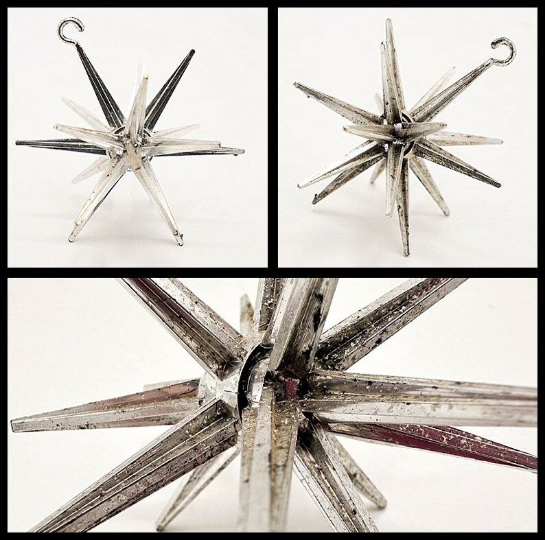 Lot of 6 Vintage Silver Bradford Atomic Sputnik Star Christmas ...