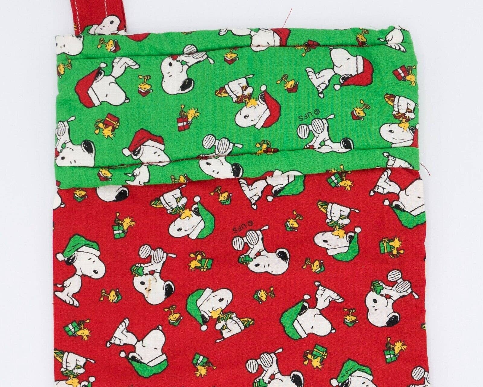 Vintage 19" Snoopy Woodstock Christmas Stocking Handmade Cotton Peanuts ...