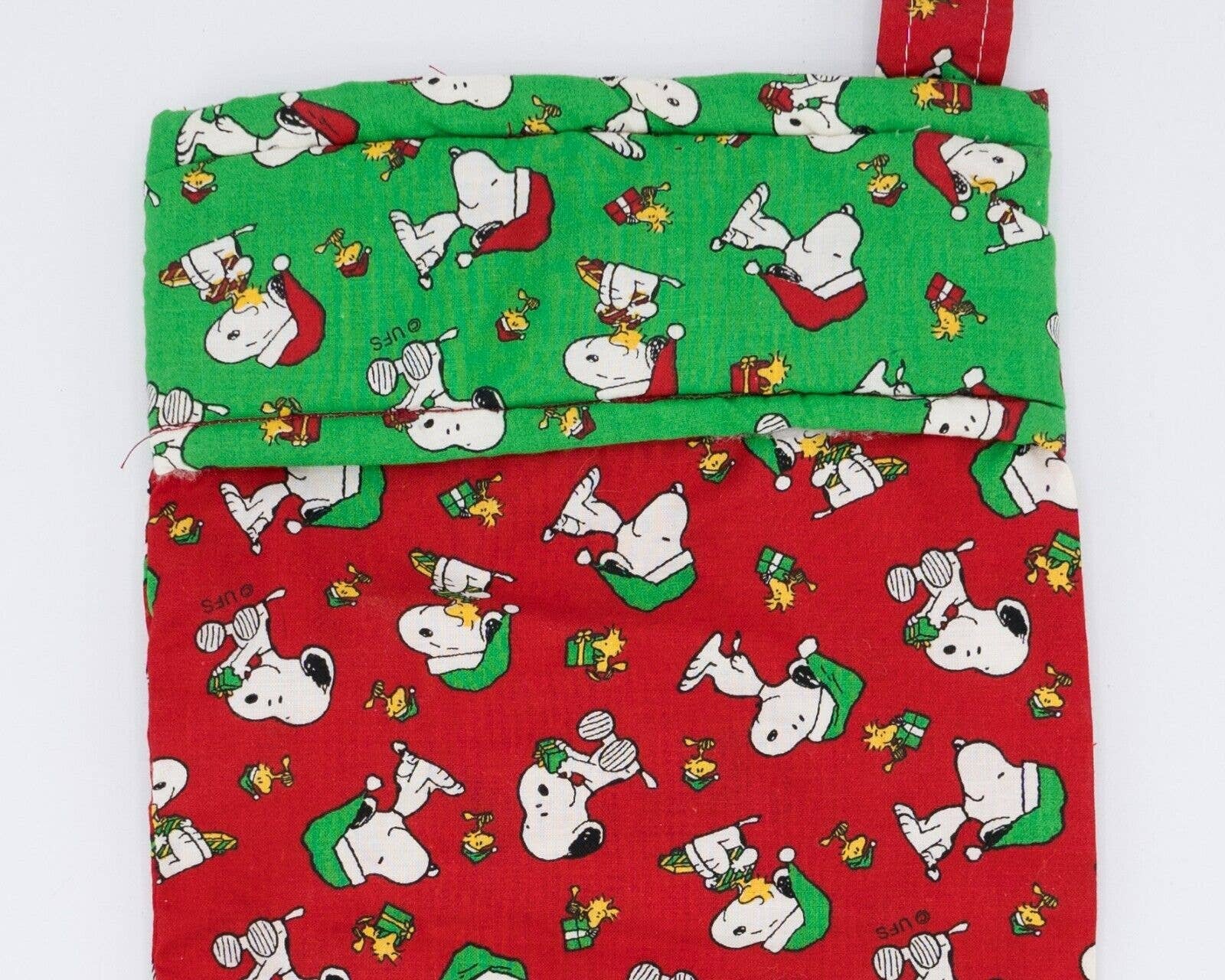 Vintage 19" Snoopy Woodstock Christmas Stocking Handmade Cotton Peanuts ...