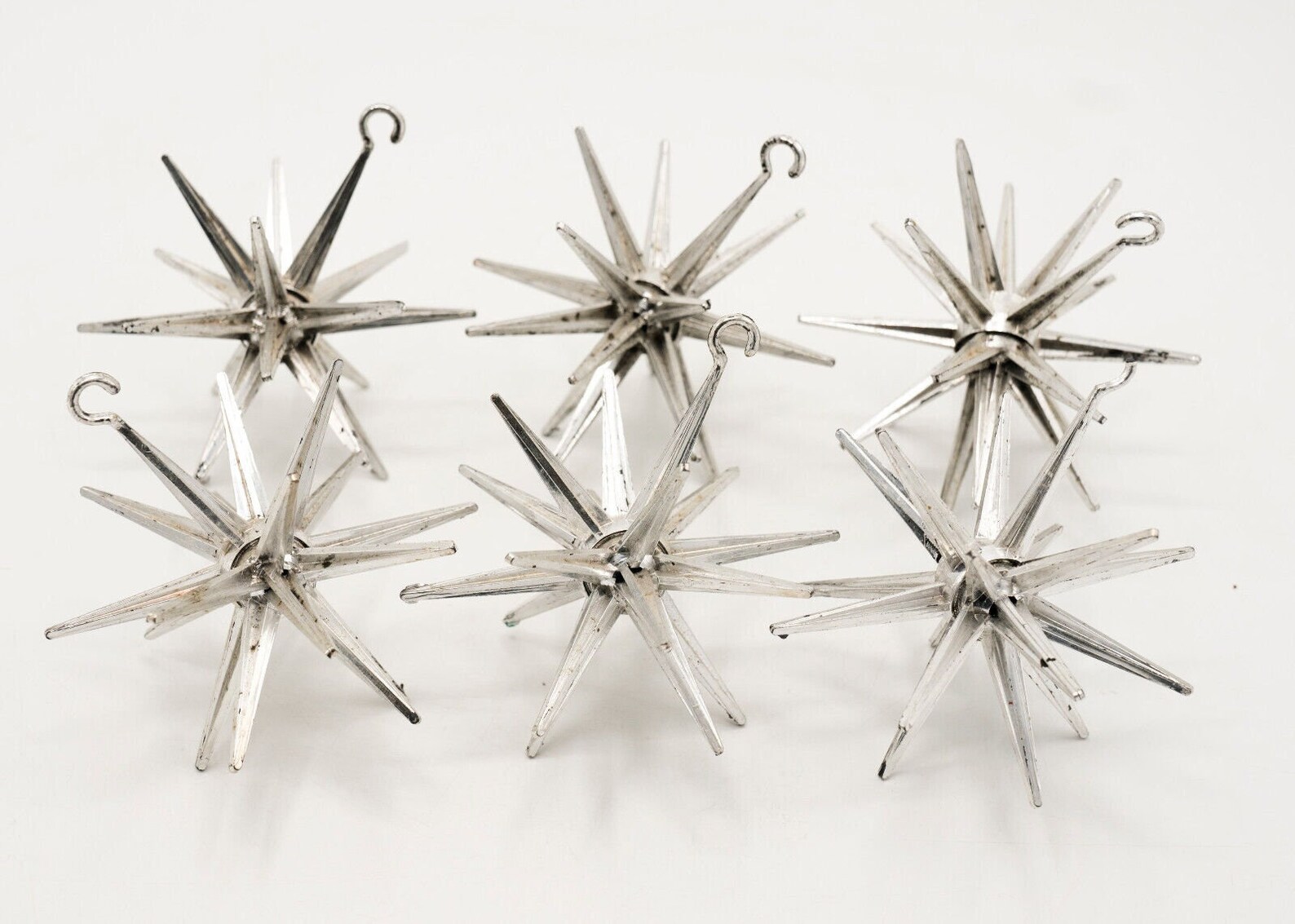 Lot of 6 Vintage Silver Bradford Atomic Sputnik Star Christmas ...