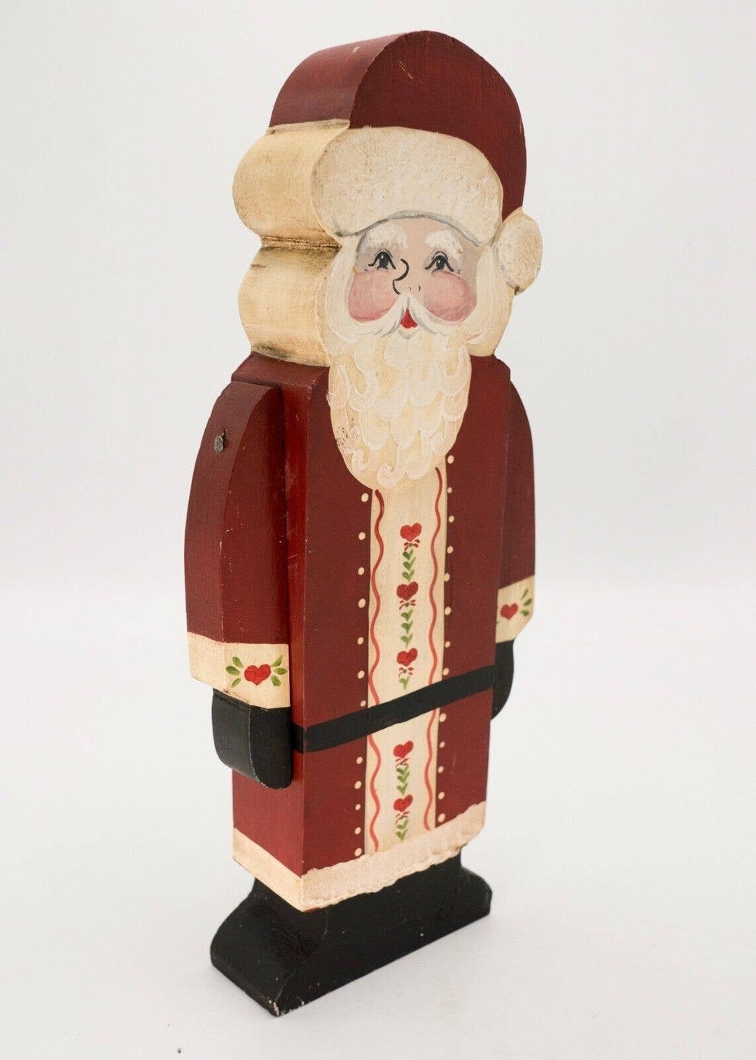 Vtg 80s Santa Claus 11 Handmade Painted Wood Moveable Arms Christmas ...