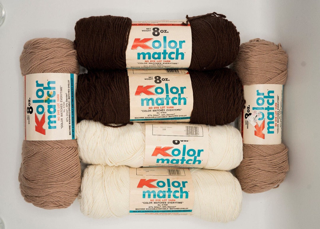 Vintage Lot 6 Skeins Kolor Match Yarn Mix of BROWN Colors Kmart Acrylic ...