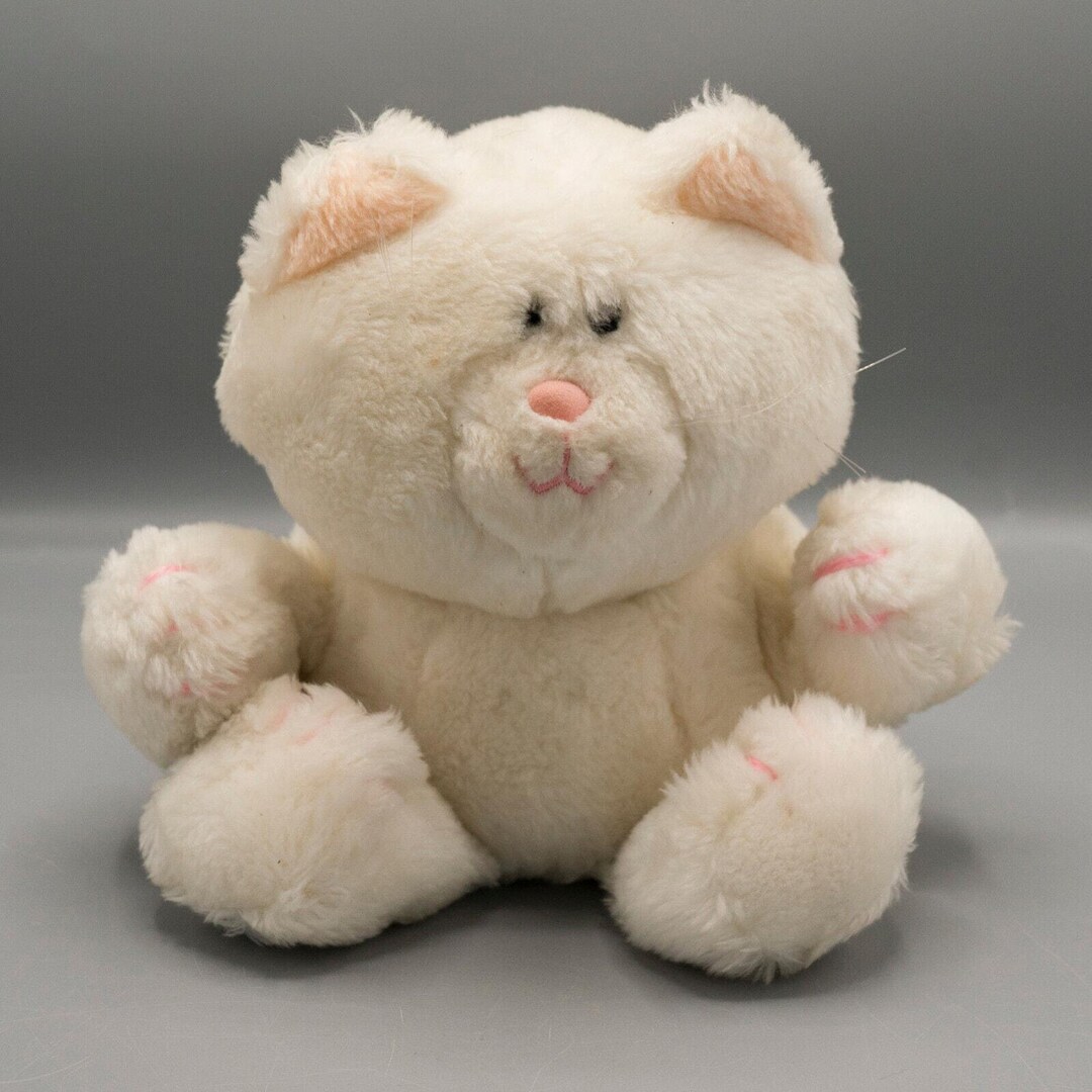 Vintage 1984 Dakin 9” White Kitty Cat Kitten Plush Stuffed Animal Soft ...