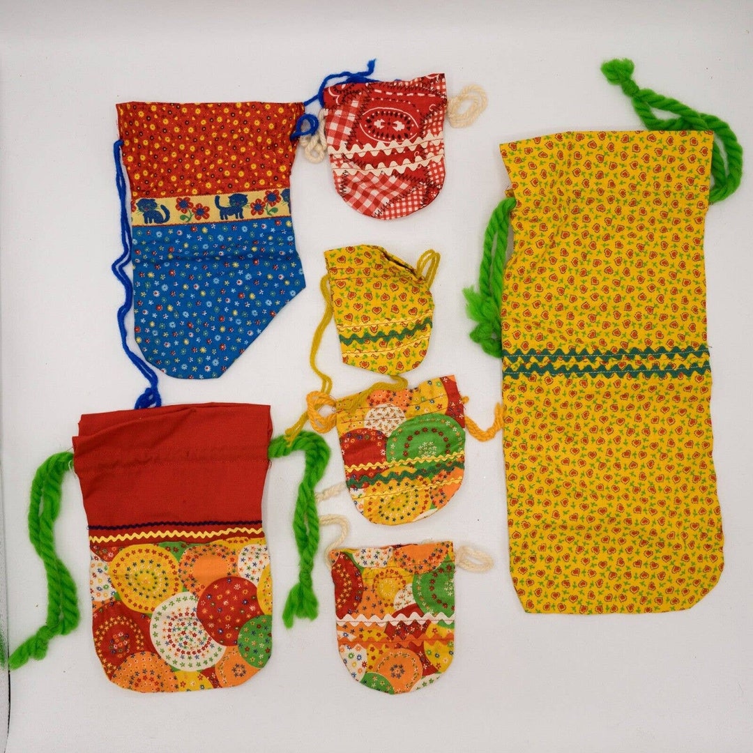 Lot of 7 Vintage 70s Hippie Floral Boho Handmade Gift Bags Treat Sachet ...