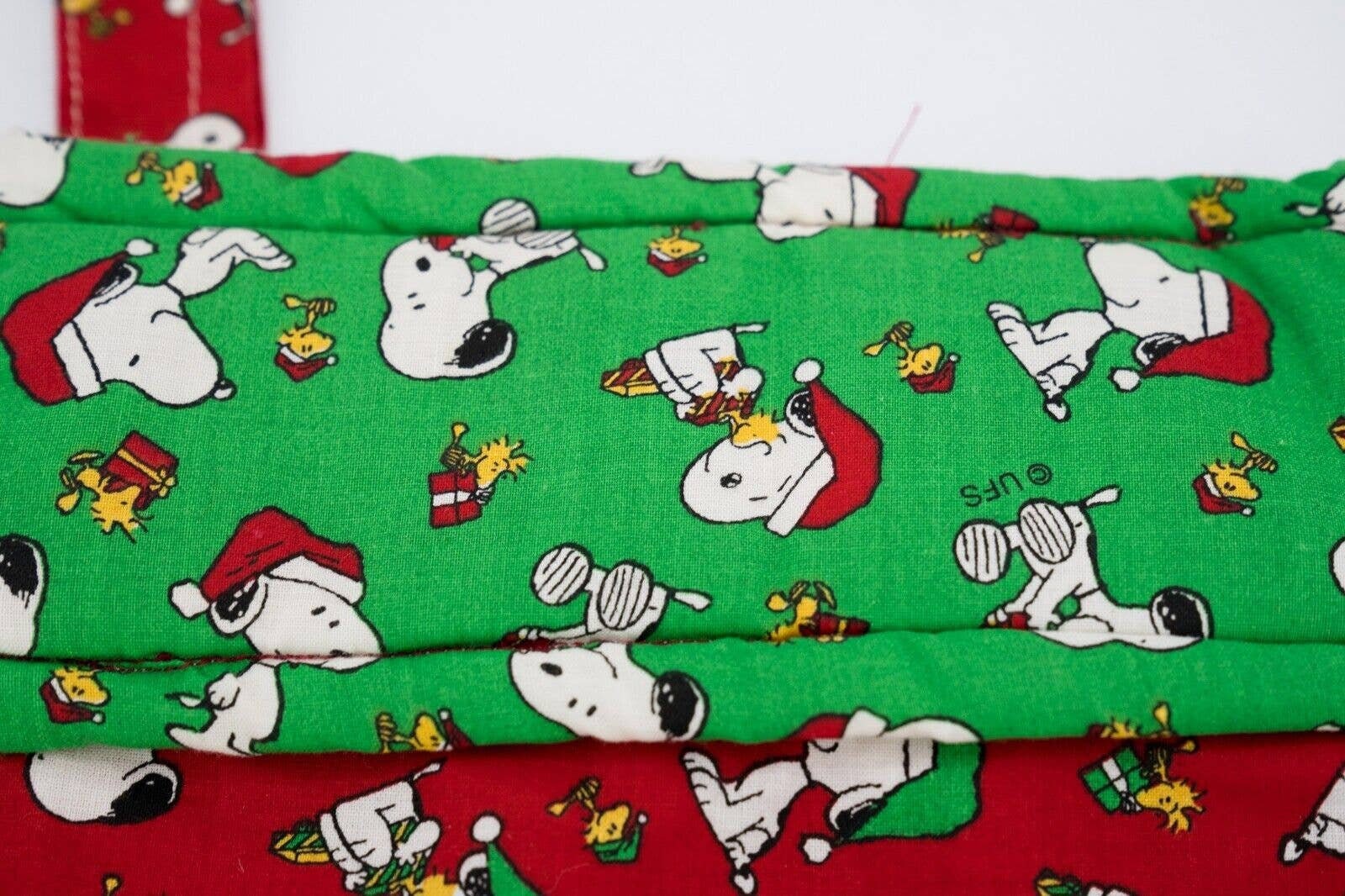 Vintage 19" Snoopy Woodstock Christmas Stocking Handmade Cotton Peanuts ...