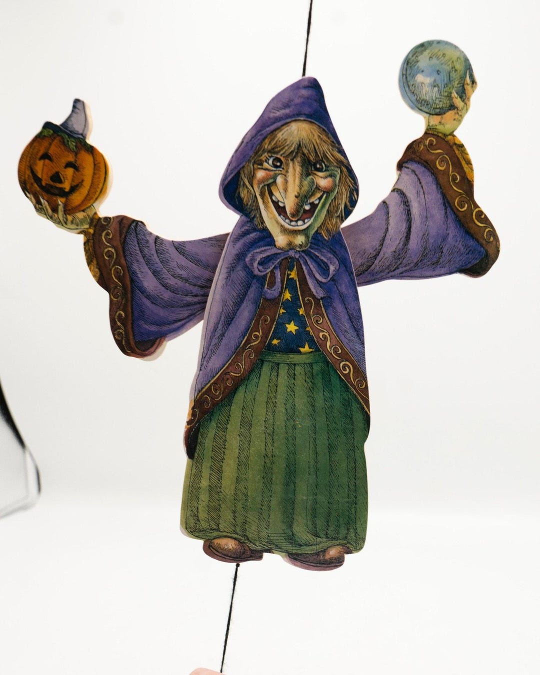 Vintage Witch Fortune Teller Pull String Puppet Halloween Midwest ...
