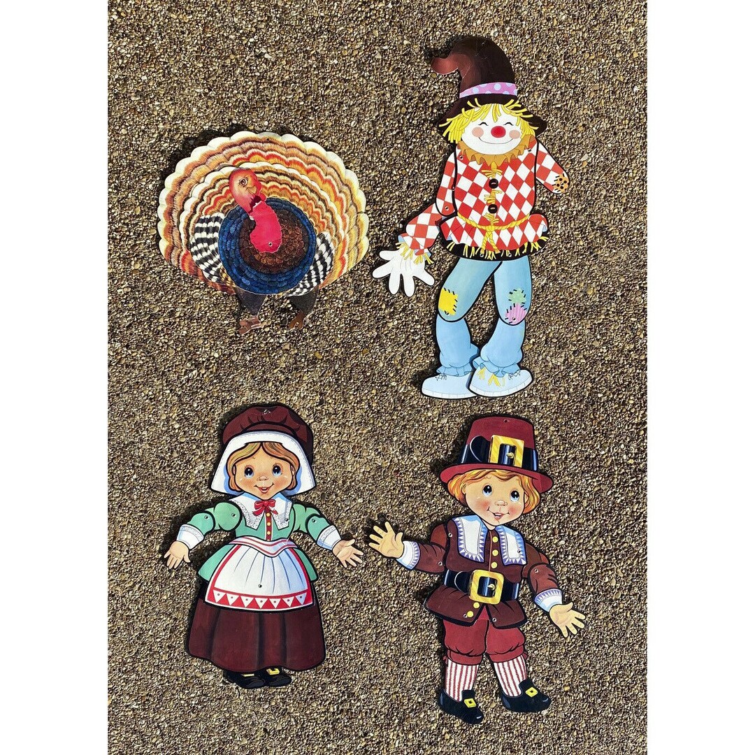 Lot of 4 Large Vtg Hinged Die Cut Thanksgiving Fall Decorations ...