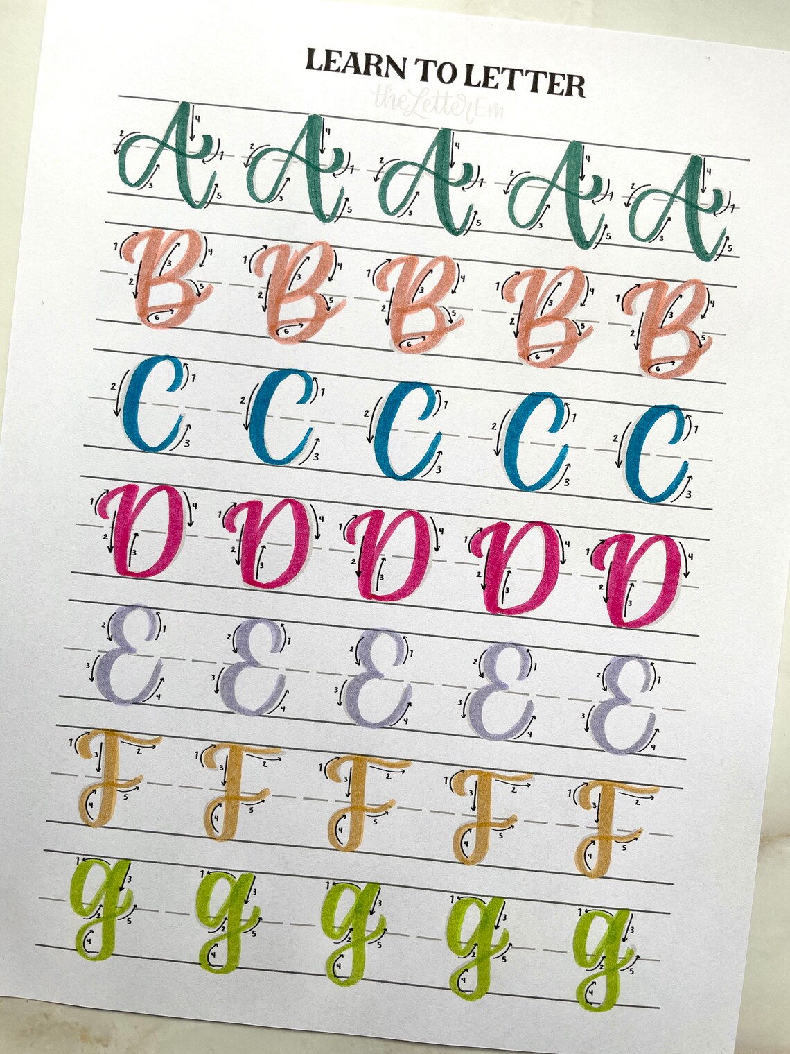 Capital Lettering Worksheet | Lettering for Beginners - Etsy