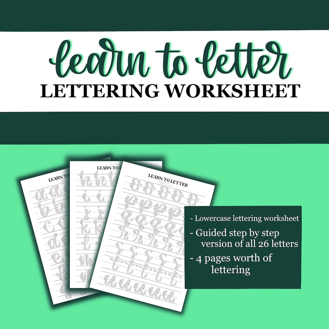 Lettering Practice Worksheet | Lettering for Beginners - Etsy