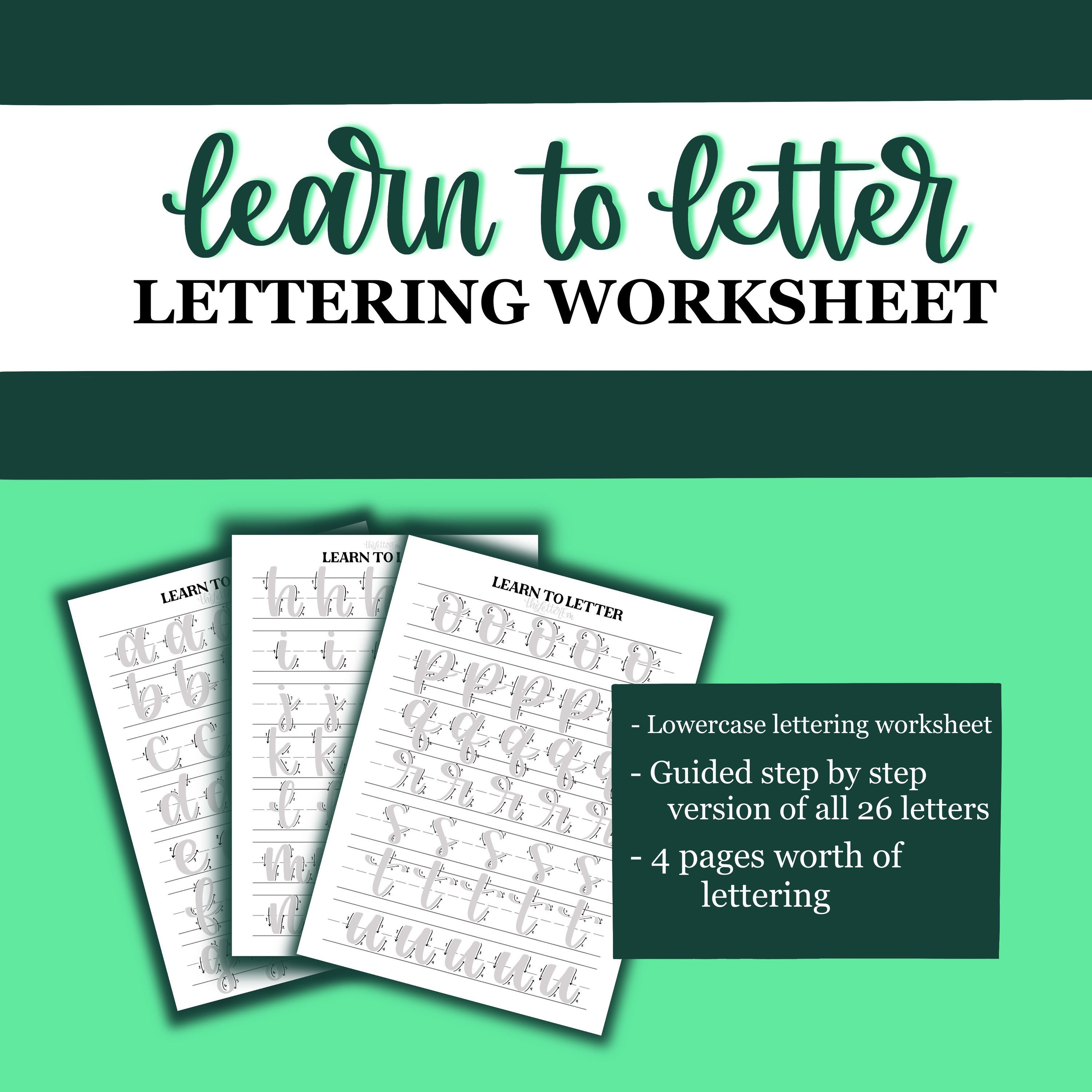 Lettering Practice Worksheet Lettering for Beginners - Etsy