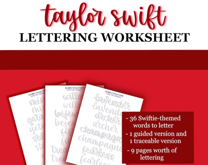Taylor Swift Lettering Worksheet - Etsy